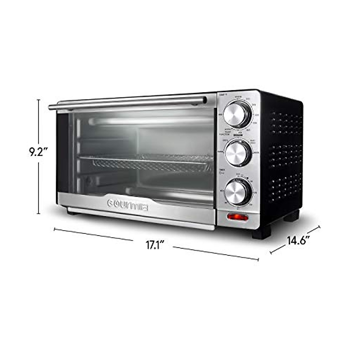 Gourmia GTF7350 6-in-1 Multi-function, Stainless Steel Air Fryer Oven - 6 Cooking Functions - Fry Basket, Oven Rack, Baking Pan & Crumb Tray, Included + Recipe Book