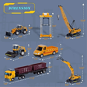 CloverCat Construction Toys for Kids - Toy Construction Vehicles Playset with Excavator, Tractor Truck, Backhoe, Crane, Dump Trucks - Great Birthday Gift for 3 4 5 Year Old Boys & Toddlers (Set 3)