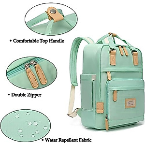 KeKour Laptop Backpack for Women,14 Inch Work Laptop Bag with USB Port Travel Computer College Casual Daypack for Weekender (Green)