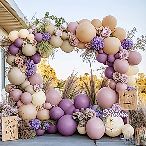 Dusty Purple Pink Balloons - Double Stuffed Lavender Pink Nude Balloon Garland White Sand Blush Ivory Balloon Pastel Lilac Balloon Arch Kit for Birthday Baby Shower Bridal Wedding Party Decorations