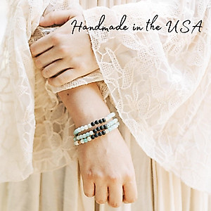 Subherban Essential Oil Lava Rock Diffuser Bracelet - HANDMADE IN THE USA - Aromatherapy Gemstone Bracelets for Women - Relaxation Gift for Women