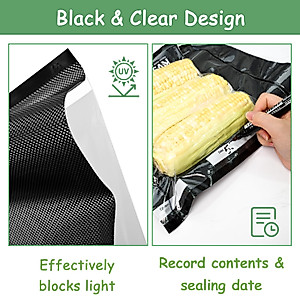 KVSK Black Clear Vacuum Seal Rolls Bags - 11" x 16.4 ' 3 Pack, 3.6mil+10mil Thickened Commercial Grade Roll For Food Storage, BPA Free & Prevent Freezer Burns