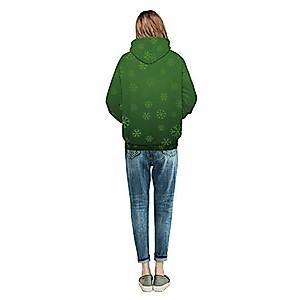 Couple 3D Santa Print Ugly Christmas Kangaroo Pocket Sweatshirt Hoodies Pullover Lady Cat S/M