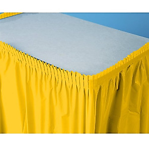 Creative Converting Plastic Table Skirt, 14-Feet, School Bus Yellow -