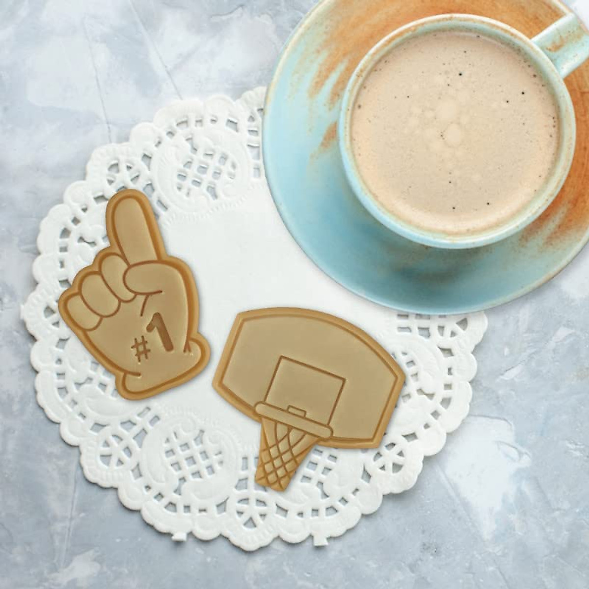 Moose Goods Basketball Cookie Cutter Set of 5 - Sports Cookie Cutters Shapes & Stamp, Basketball Jersey Cookie Cutter for DIY Baking Supplies - Basketball Shirt Cookie Cutter & Sneaker Cookie Cutter