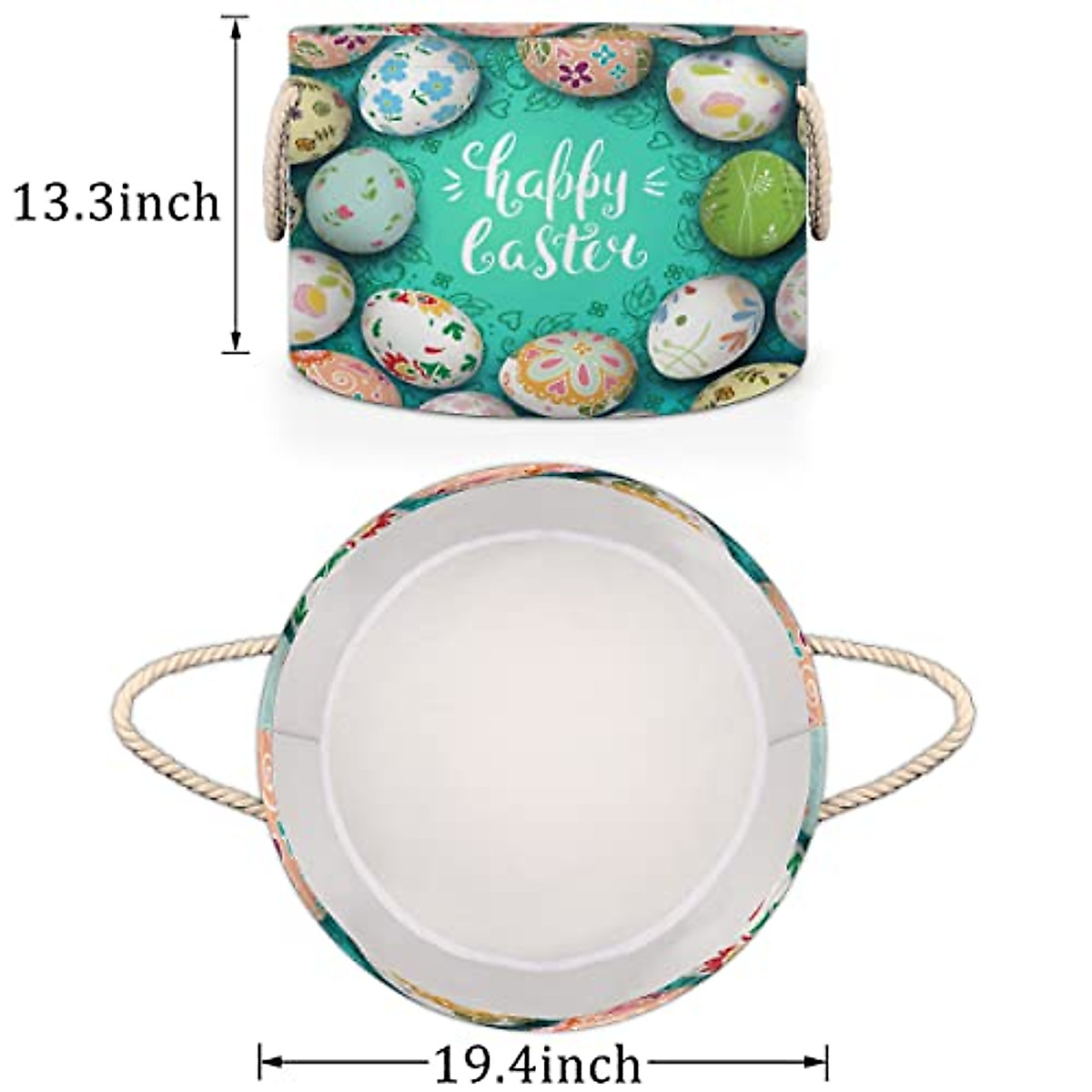 Easter Eggs (3) Large Round Baskets for Storage Laundry Baskets with Handles Blanket Storage Basket for Bathroom Shelves Bins for Organizing Nursery Hamper Girl Boy