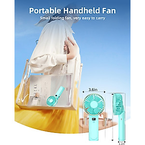 TUNISE Portable Handheld Fan, Neck Fan, 4000mAh Desk Fan, 180° Adjustable, 6 Speed Wind, Display Electricity in Real Time, USB Rechargeable Foldable Fan, Quiet Personal Fan as Power Bank