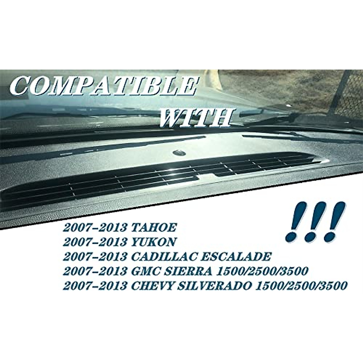 7BLACKSMITHS Dashboard Panel Compatible with 2007-2013 Chevy Silverado Tahoe Yukon Sierra Escalade Black Front Upper Dash Replacement for 23224733 Defrost Vent Trim Panel