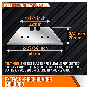 HORUSDY Utility Knife Retractable, Box Cutter Retractable with 5 Extra lades Included