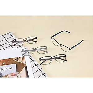 mrbobmslee 4 Pack Reading Glasses for Men, Blue Light Blocking Computer Readers, Anti UV Ray/Eye Strain/Glare, Metal Frame Eyeglasses with Pouches(175 Magnification Strength)