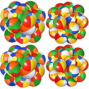60 Pcs Beach Balls Bulk Rainbow Color Inflatable Beach Ball PVC Swimming Pool Balls Hawaiian Water Toys Summer Inflatable Ball for Kids Adults Luau Birthday Party Favors Decorations (5 Inch, 8 Inch)