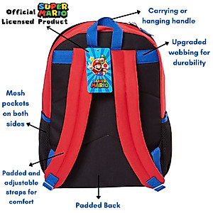 RALME Super Mario Backpack with Lunch Box Set for Boys & Girls, 16 inch, Value Bundle