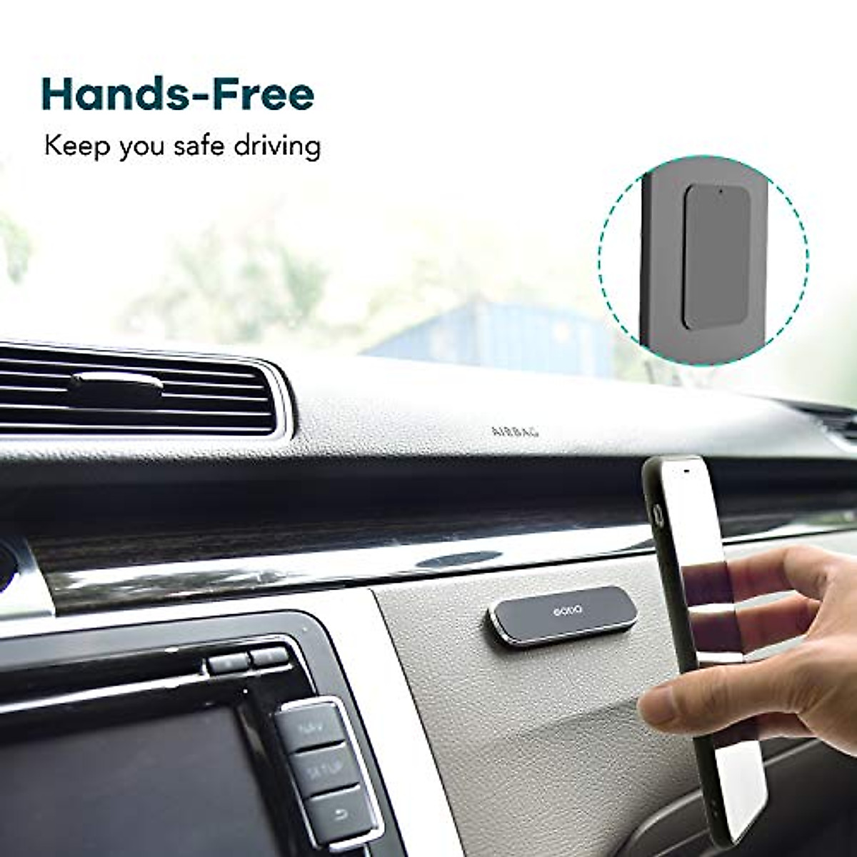 OQTIQ [2 Pack] Magnetic Phone Car Mount, Phone Magnet for Car, Universal Stick On Rectangle Flat Dashboard Car Phone Magnet Mount for Cell Phones and Mini Tablets (Rectangle Flat)