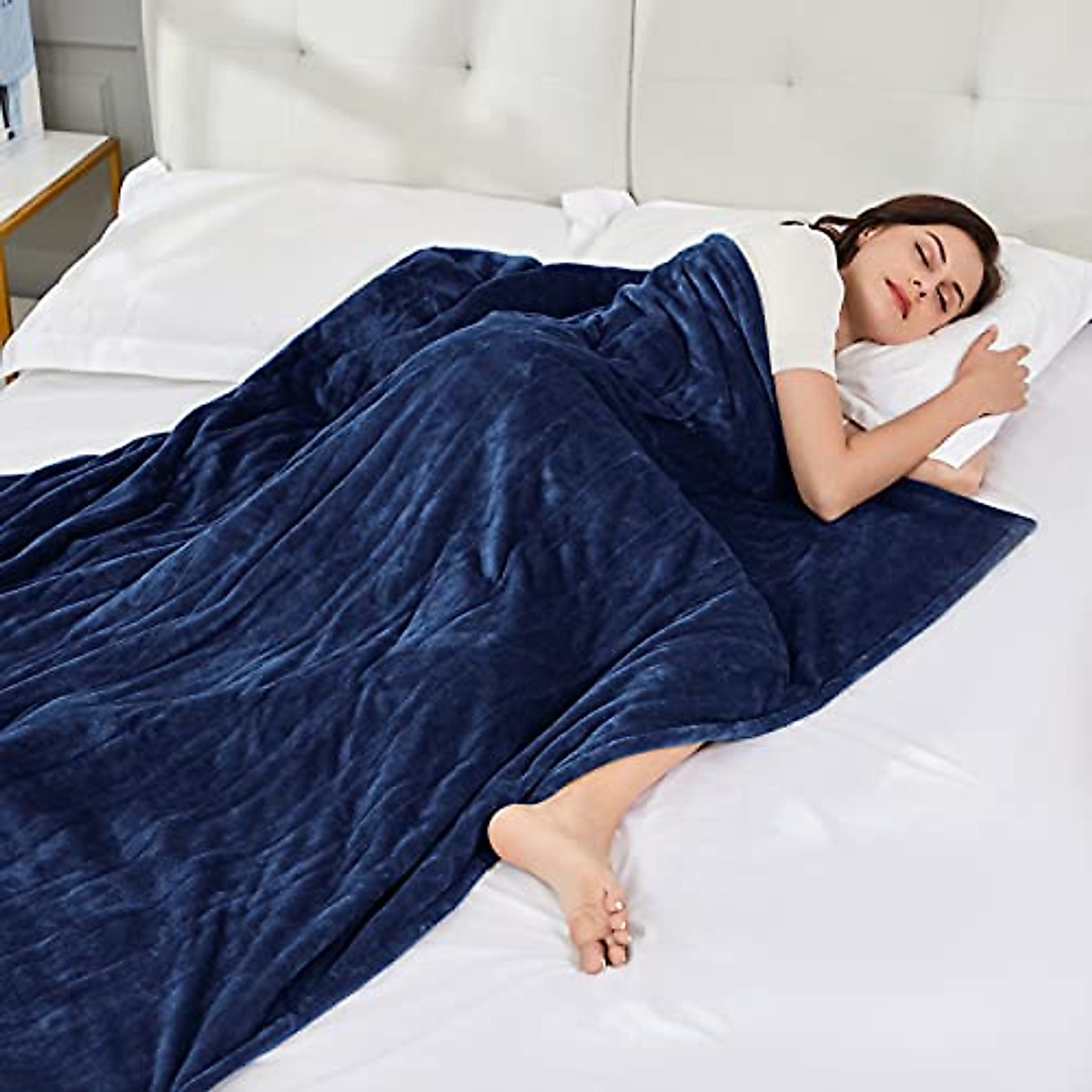Electric Heated Throw Blanket Twin Size 62" x 84" | 6 Levels Fast Heating & Machine Washable | Full Body Warming Soft Flannel Bed Sofa Blankets with Auto-Off Overheating Protection 8H Timer | Blue