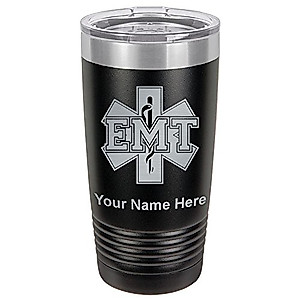 LaserGram 20oz Vacuum Insulated Tumbler Mug, EMT Emergency Medical Technician, Personalized Engraving Included (Black)
