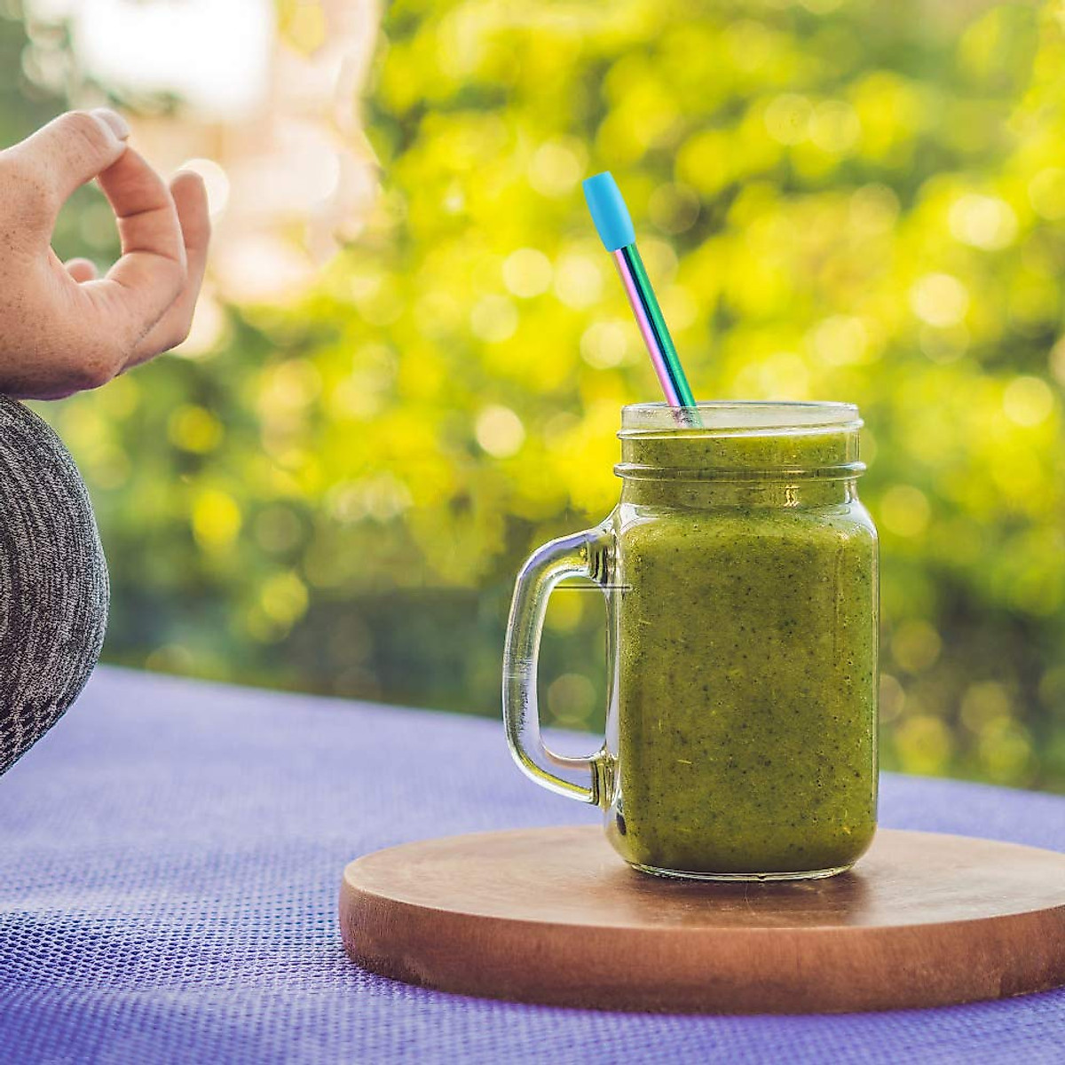 3 Pcs Reusable Boba Straws & Smoothie Straws, 0.5" Wide Stainless Steel Straws, Angled Tips Metal Straws for Bubble Tea, Milkshakes, Smoothies with Cleanning Brush & Case (Rainbow)