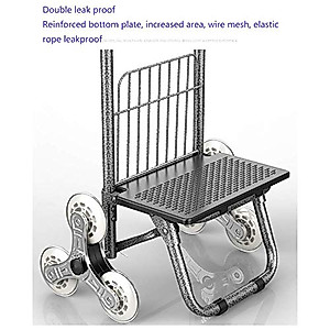 Shopping Trolley on Wheels Upgraded , 2In1 Folding Shopping Cart Max Capacity,Labor Saving for Stair Climbing with Adjustable Bungee Cord, Noiseless 3 Wheels