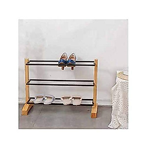 ANMMBER Shoe Rack Multi-Layer Wrought Iron Simple Doorway Home Minimalist Creative Solid Wood Storage Rack Rack (Size : 76cm high)