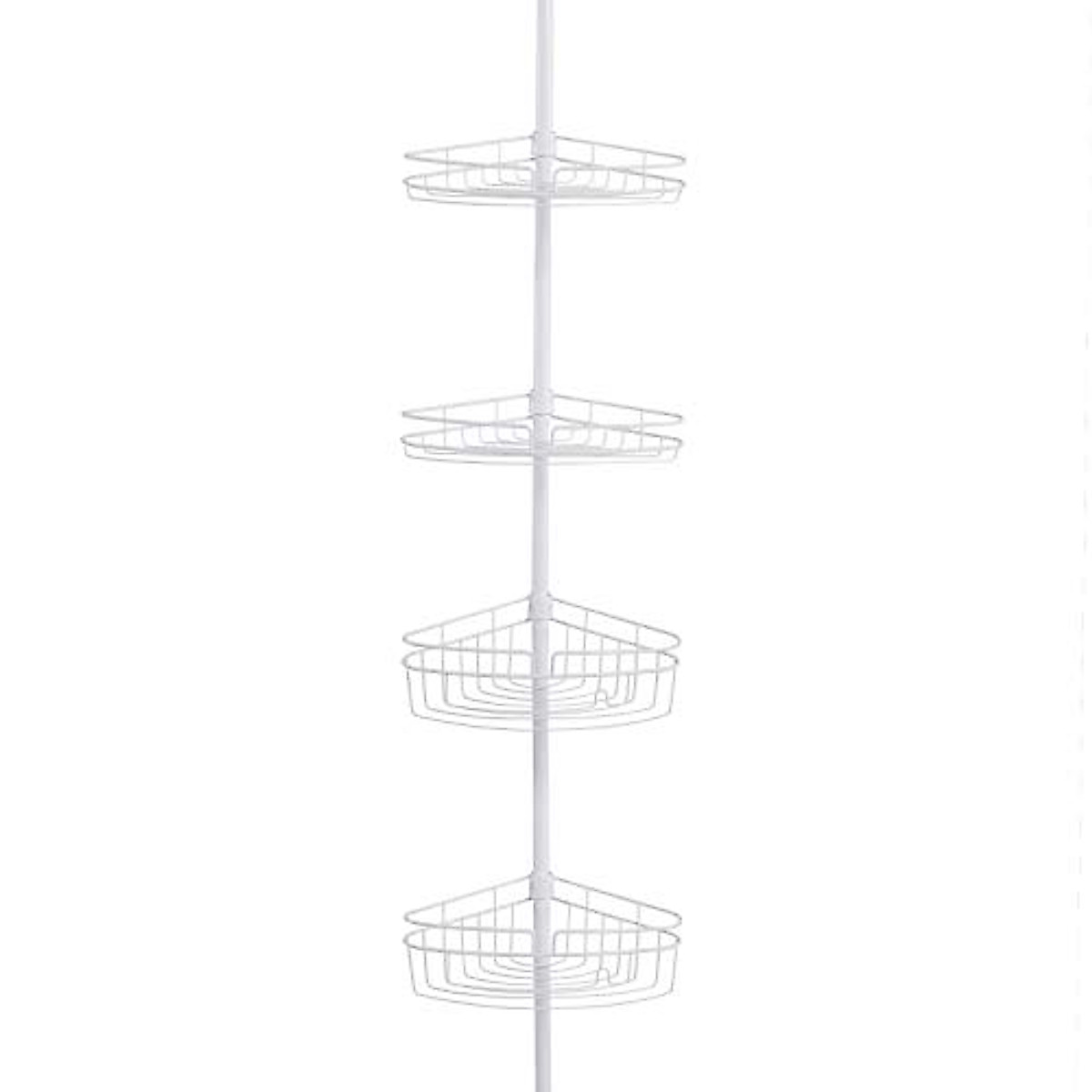 Kenney 4-Tier Spring Tension Shower Corner Pole Caddy with Razor Holder, 5-9', White