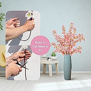 Houele Cherry Blossom Branches, 39 Inch Long Stem Artificial Flowers Cherry Blossom Tree Silk Fake Flowers for Vase Room Office Bedroom DIY Decor, Wedding, Indoor and Outdoor (3 Pcs Pink)