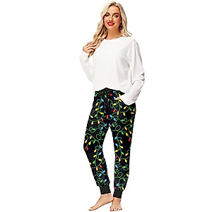 Christmas Lights Pajama Pants Women Sleepwear Bottom Family Casual Athletic Sweatpants M