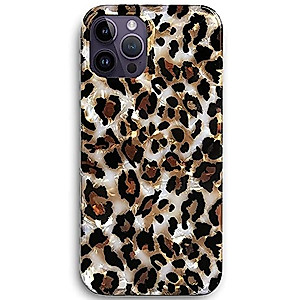 J.west iPhone 14 Pro Case, Luxury Sparkle Clear Leopard Silicone Cover, 6.1 inch Cheetah Design for Girls & Women