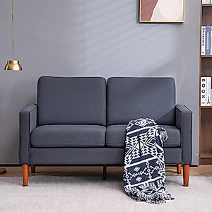 Karl home Loveseat 53.5" Modern Sofa Couch Upholstered Love Seat Furniture 2-Seat Small Sofa for Living Room, Bedroom, Apartment, Studio, Office, Dark Gray