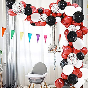 Black Red Balloons Garland Arch Kit - 120Pcs White Red Black Confetti Latex Balloons for Wedding Baby Shower Birthday Graduation Party Decorations Supplies