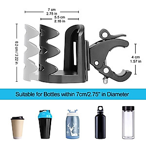 SupreGear Cup Holder, 360 Degree Rotation Stroller Bike Water Bottle Holder Cup Holder, Universal for Walkers, Rollators, Wheelchairs, Bicycles, Strollers and Motorcycle Accessories, Tools Free