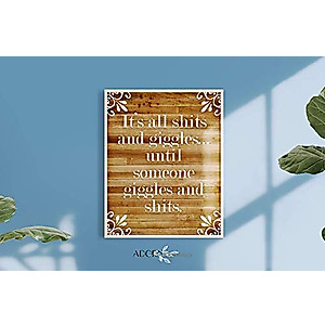 Rustic Farmhouse Bathroom Decor for the Wall - Funny Country Home Art Sign - Modern Farm House Bath Picture - Cabin Restroom Accent - Bathroom Art - Quote Wall Decor - 8x10 UNFRAMED (It's All Giggles)