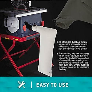 Table Saw Dust Collector Bag (10" Tablesaws with 2.5" Dust Port) Fits Bosch/Dewalt/Makita/Ryobi/Craftsman/Porter Cable/RIGID/Metabo/Kobalt/Skilsaw/Delta/