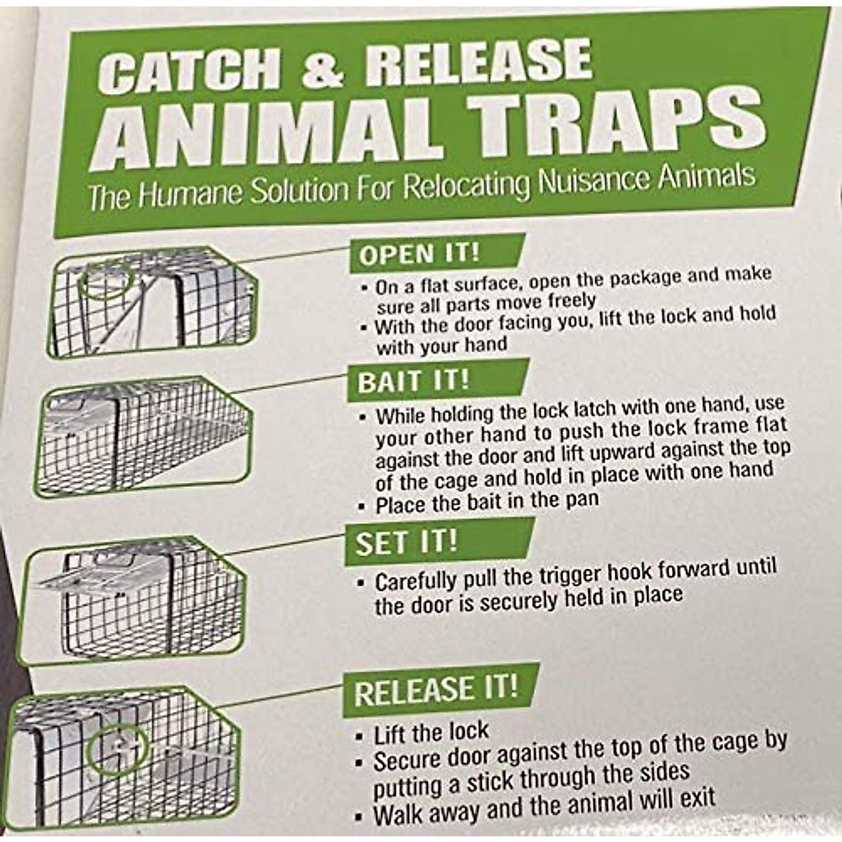 FPS Heavy Duty Live Trap with Bait Safely Relocate Unwanted Animals Size 12 High x 10 Wide x 32 Long Free Bag of Raccoon Bait