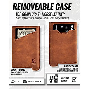 Minimalist Wallet for Men and Women - Mens Wallets RFID Blocking Wallet Hybrid Ejector Wallet for Men Credit Card Holder for Women Best Front Pocket Wallet Quick Card Access EDC Gear (Saddle Brown)