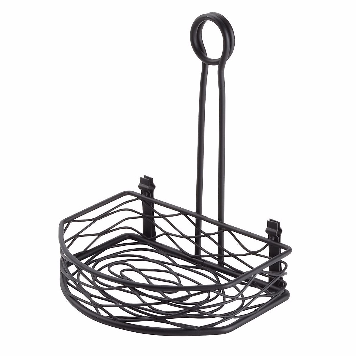 American Metalcraft SRBNB1 Semi-Round Wire Birdnest Condiment Rack Holder, Wrought Iron, Black