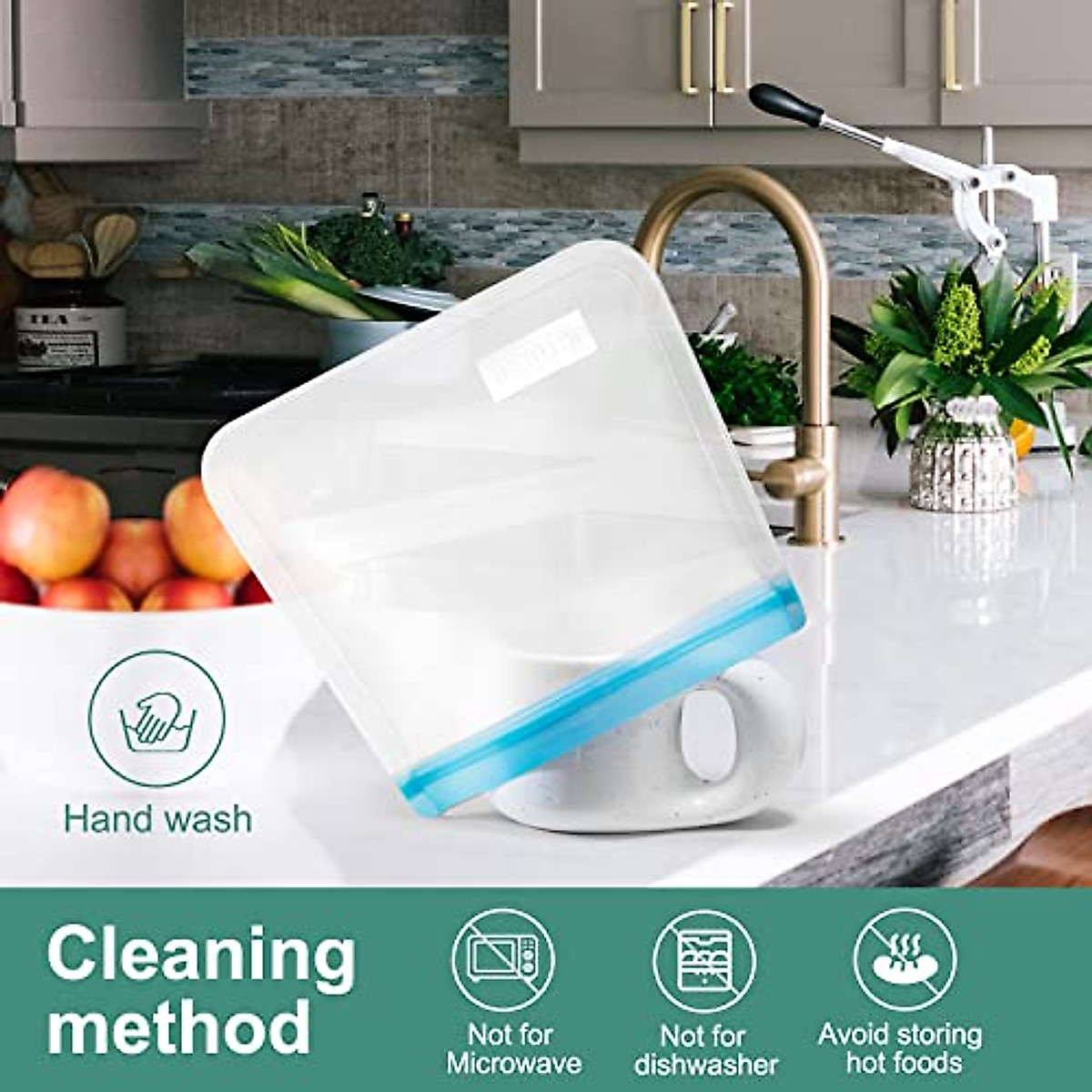 21 Pack Reusable Storage Bags BPA Free, Leak-proof Freezer Bags (7 Reusable Gallon Bags + 7 Reusable Sandwich Bags + 7 Reusable Snack Bags) Lunch Bags Washable Eco-Friendly for food