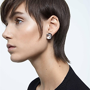 SWAROVSKI Harmonia Stud Pierced Earrings, Clear Cushion-Cut Crystals with a Mixed-Metal Setting, Part of The Harmonia Collection