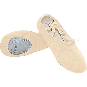 Danzcue Ballet Slipper Women's Canvas Split Sole Ballet Shoes, Ballet Pink, 9 M