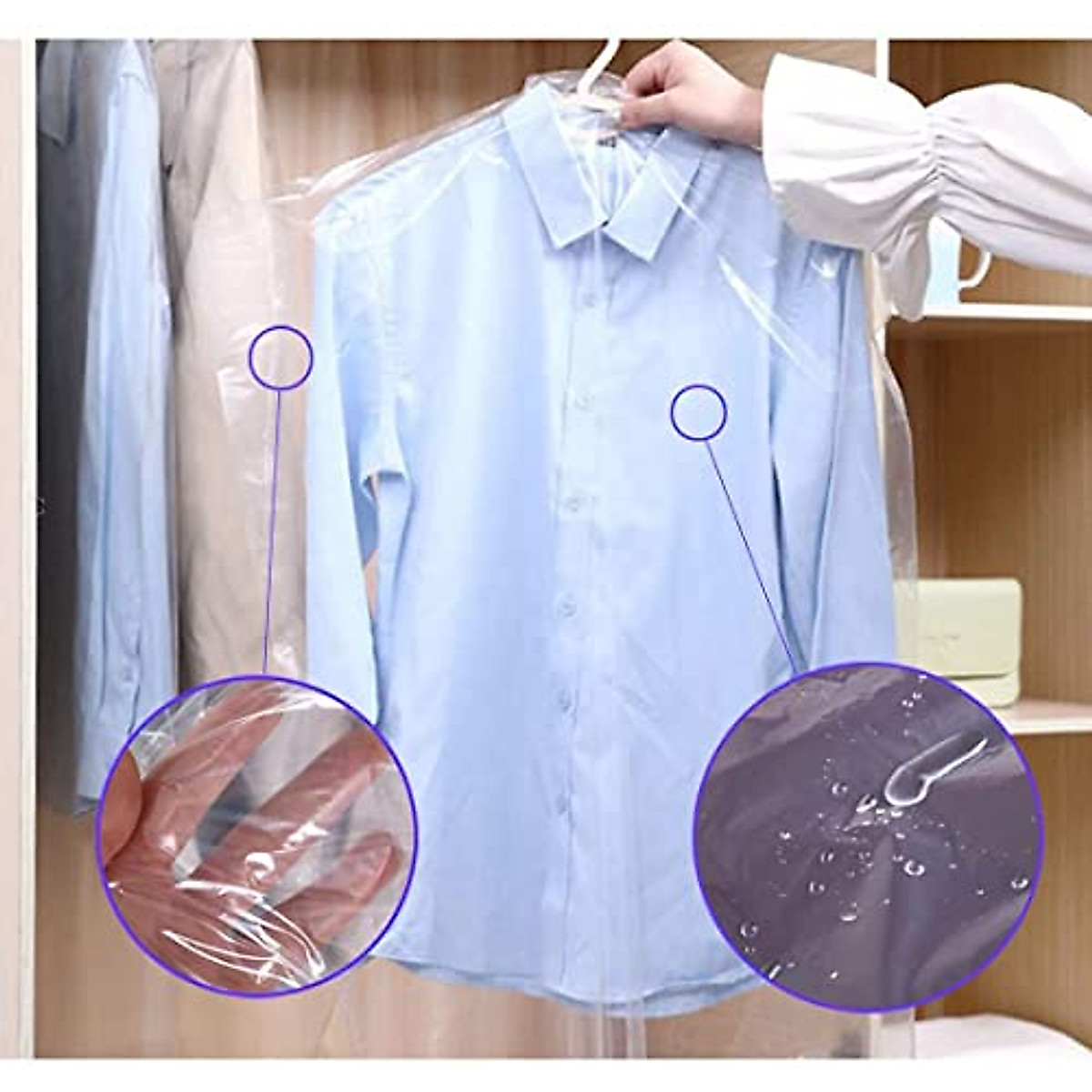 Bezall 10Pcs Plastic Clear Garment Bags, Dry Cleaner Suit Clothes Dustproof Cover Storage Bags (60 x 90cm)