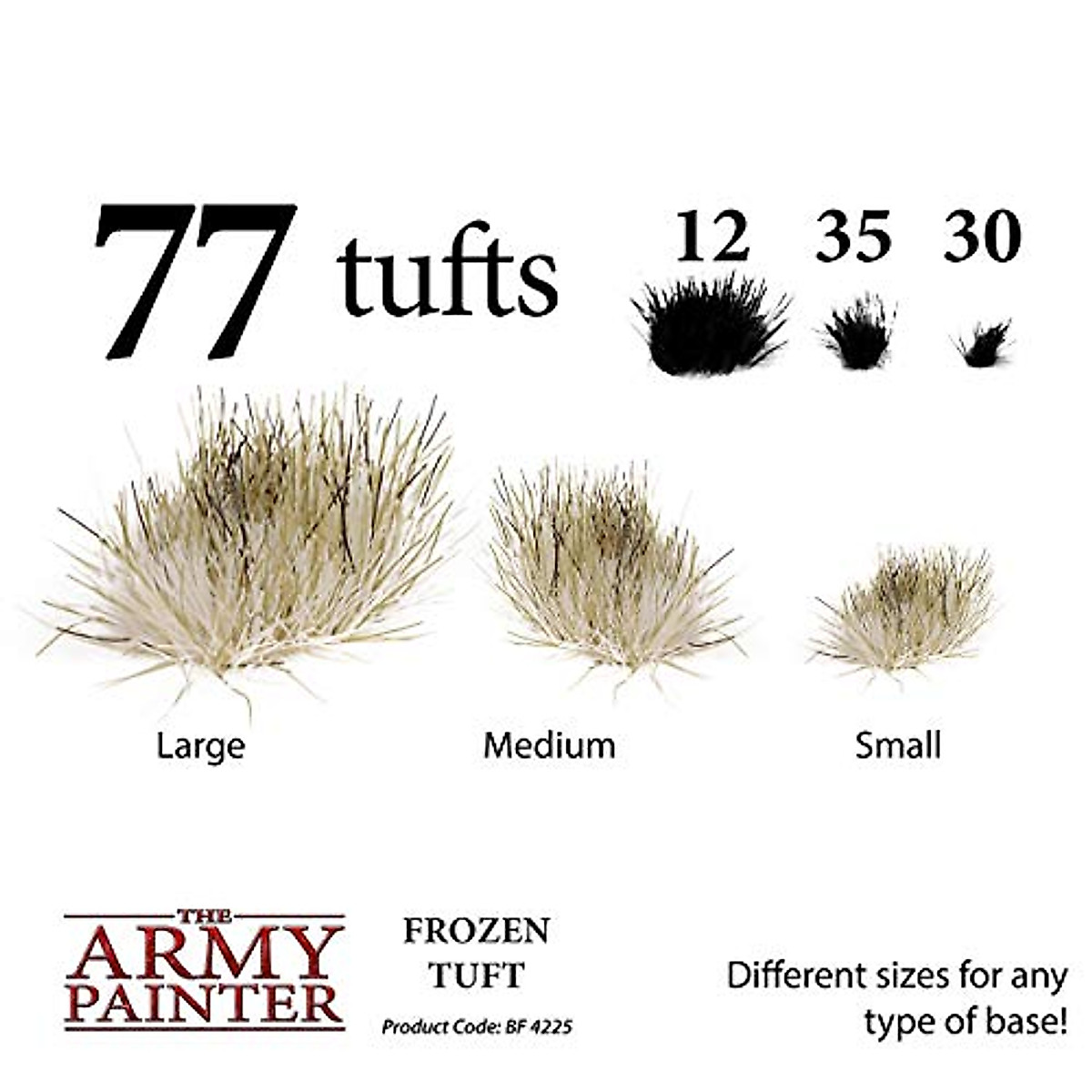 The Army Painter Tufts - Battlefield Tufts: Frozen Tuft, 77 Pcs, 3 Sizes -Terrain Model Kit for Miniature Bases & Model Grass Tufts -Diorama Supplies & Diorama Grass for Mini Basing & Gaming Scenery