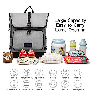 Diaper Bag Backpack Diaper Bag Baby Registry Search Dad Diaper Bag Gender Neutral Baby Stuff Large Diaper Bag (Gray)