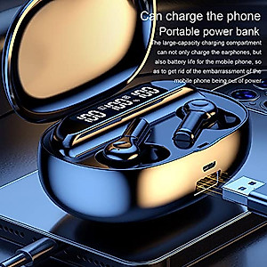 OCUhome TWS Wireless Earbuds, D2 Wireless Earbuds Rechargeable LED Display Fingerprint Touch Control Mini Bluetooth 5.2 in-Ear Headsets for Sports Pink