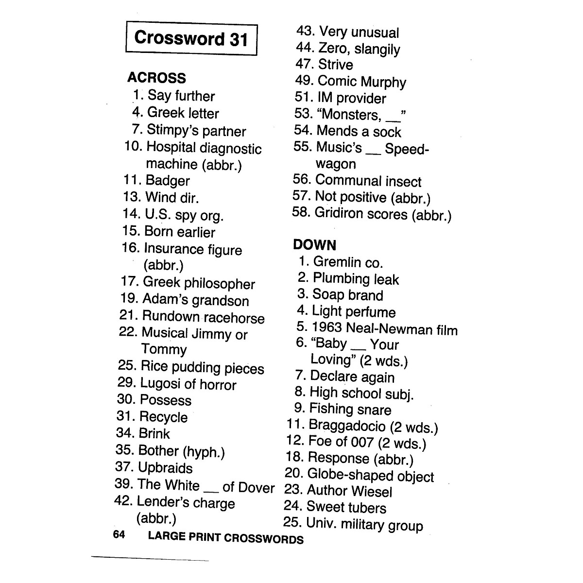 KAPPA Super Saver LARGE PRINT Crosswords Puzzle Pack-Set of 6 Full Size Books