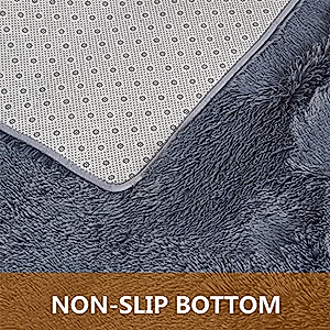 Arbosofe Rugs for Living Room, Area Rug for Bedroom, 8 x 10 Clearance Dark Grey Nursery Room Rug, Large Throw for Playroom Room- Soft, Fluffy, Shaggy Carpets for Kids Room Girls