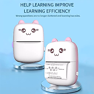 KGG Portable Mini Printer Pocket Wireless Bluetooth Thermal Printers with 9 Rolls Printing Paper for Photo Receipt Label Memo Wrong Question Notes QR Code Inkless Printing with iOS Android APP Pink