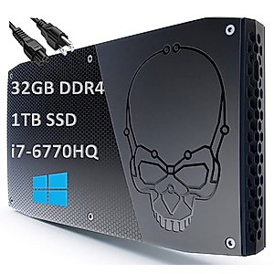 ist computers Intel Skull Canyon NUC 6 Performance Kit NUC6i7KYK Business & Home & Gaming Mini PC Desktop (Quad-Core i7-6770HQ, 32GB DDR4 RAM, 1TB SSD) Thunderbolt 3, Windows 10 Pro, Power Cable