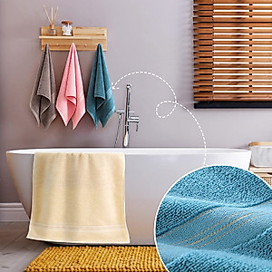 Thmyo 2 Pack 100% Cotton Super Soft Bath Towels Set, Highly Absorbent Hand Towels, Cotton Towels for Bathroom Quick Drying Large Bath Towels for Beach, Spa, Hotel (1 Bath Towel and 1 Hand Towel, Pink)