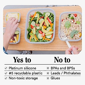 Stojo Nestable Collapsible Food Storage Container - Set of 4, Cashmere - Leak-Proof Airtight Seal Made With Food Grade Silicone For Meal Prep, Lunch Box, Pantry Organizer - Microwave & Dishwasher Safe