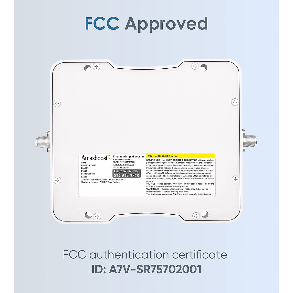 Amazboost Cell Phone Booster for Home -Up to 2,500 sq ft, Cell Phone Signal Booster Kit, All U.S. Carriers -Compatible with Verizon, AT&T, T-Mobile, Sprint & More-5G 4G LTE 3G FCC Approved