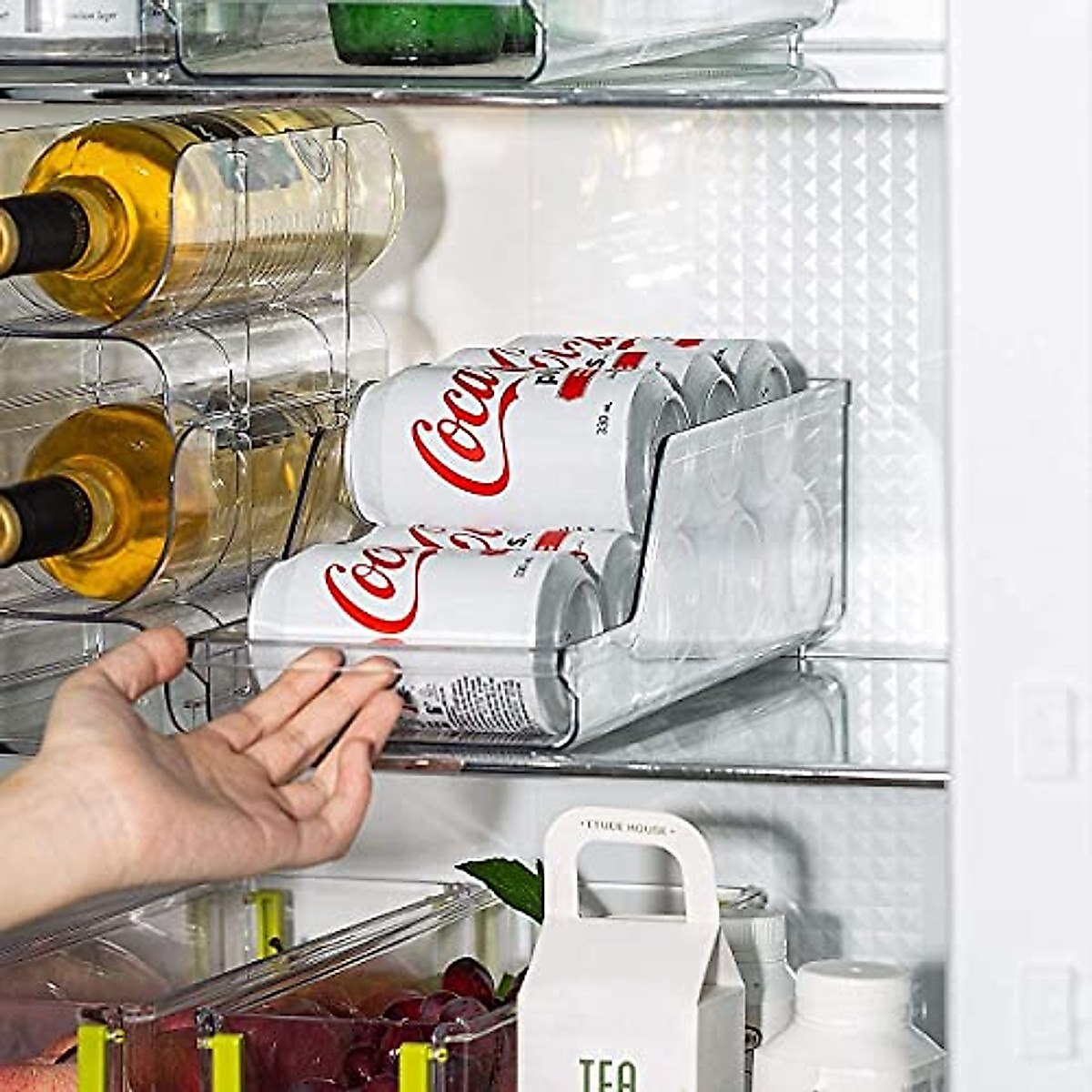 Ettori 2pcs Soda Can Organizer for Refrigerator and Egg Holder for Refrigerator BPA Free Fridge Organizer