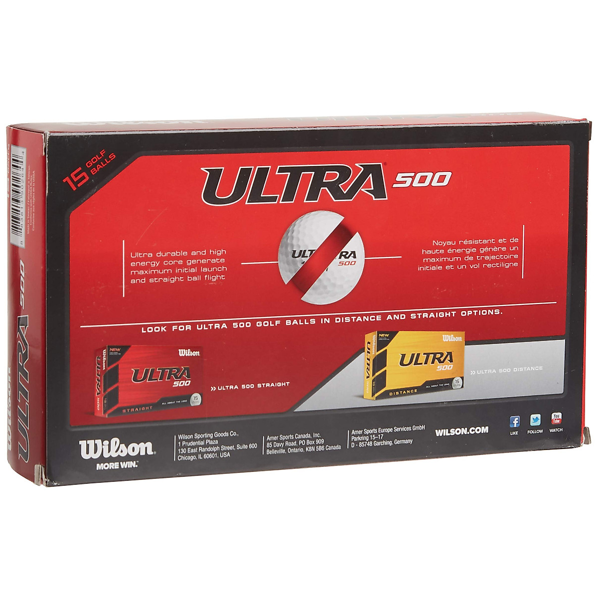 Wilson Ultra 500 Straight Golf Ball (15-Pack), White